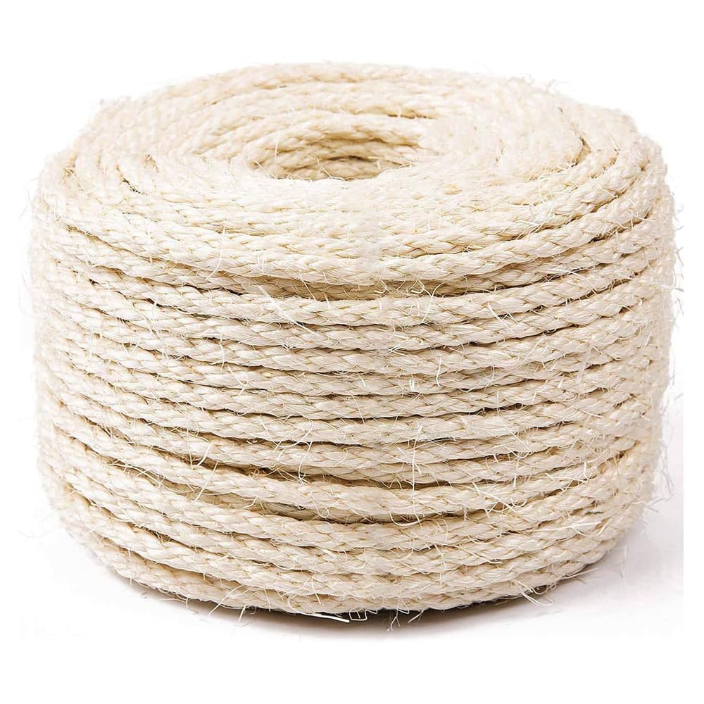Sisal Rope for Cat Tree Repairing 33 FT, 1/4 inch (6mm) Diameter Sisal ...