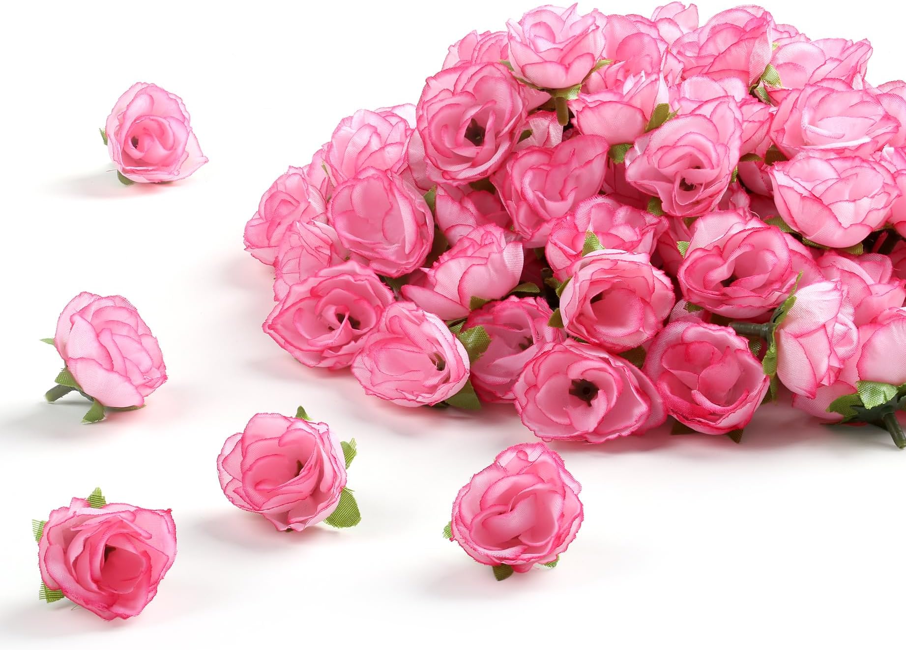 Amazon.com: 50pcs Mini Pink and White Roses Artificial Flowers Bulk, 1. ...