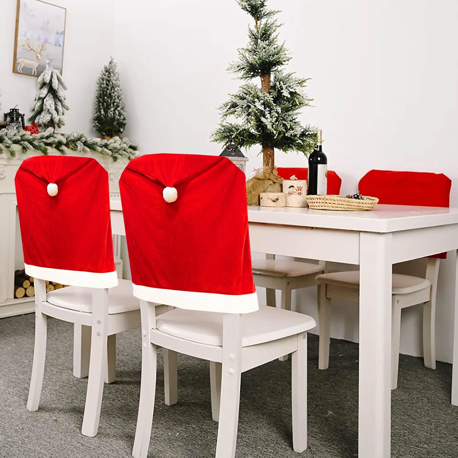 Amazon.com: SATXTREM Christmas Chair Covers Set of 4,Red and White ...