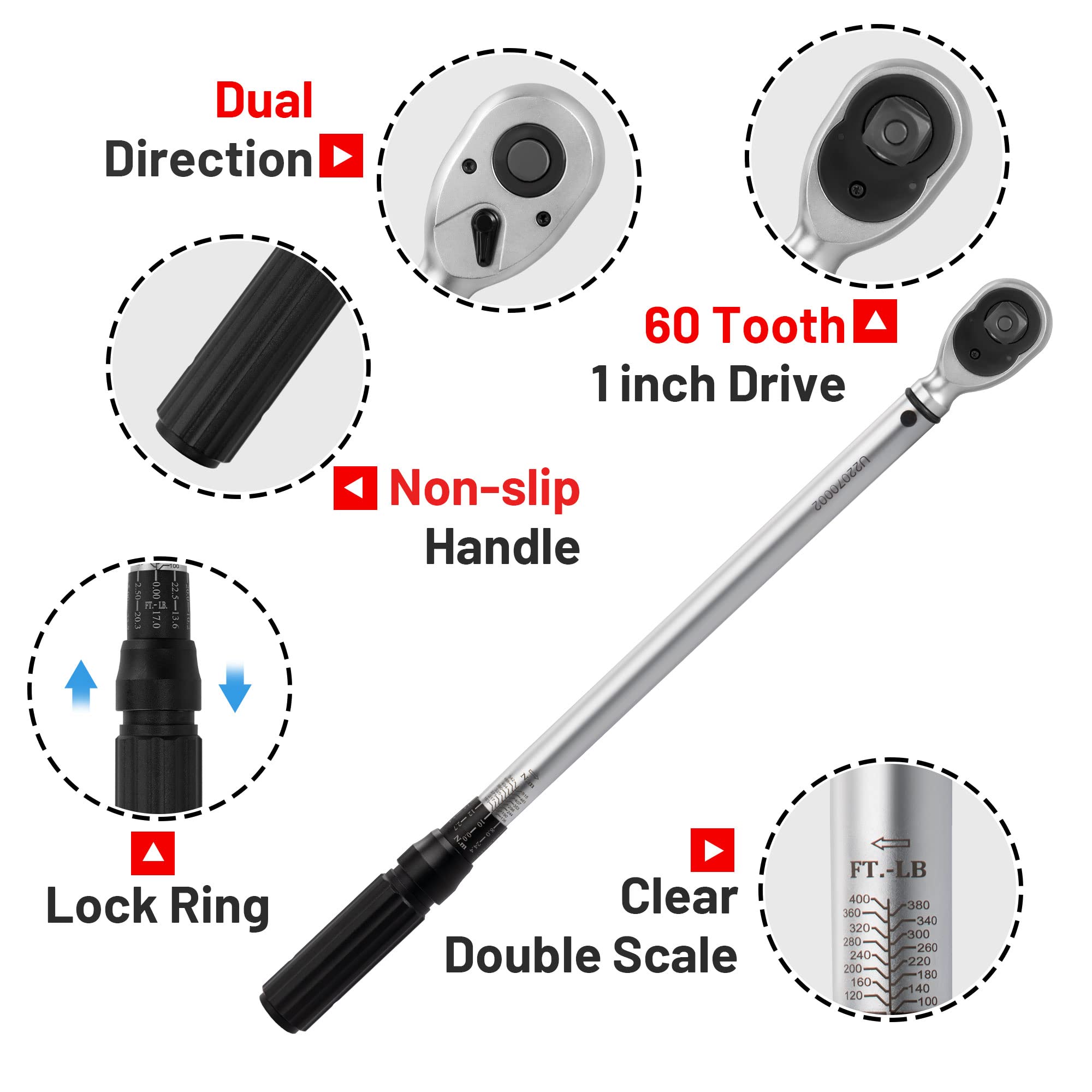 Snapklik.com : 3/4-Inch Drive Click Torque Wrench, Dual-Direction Click ...