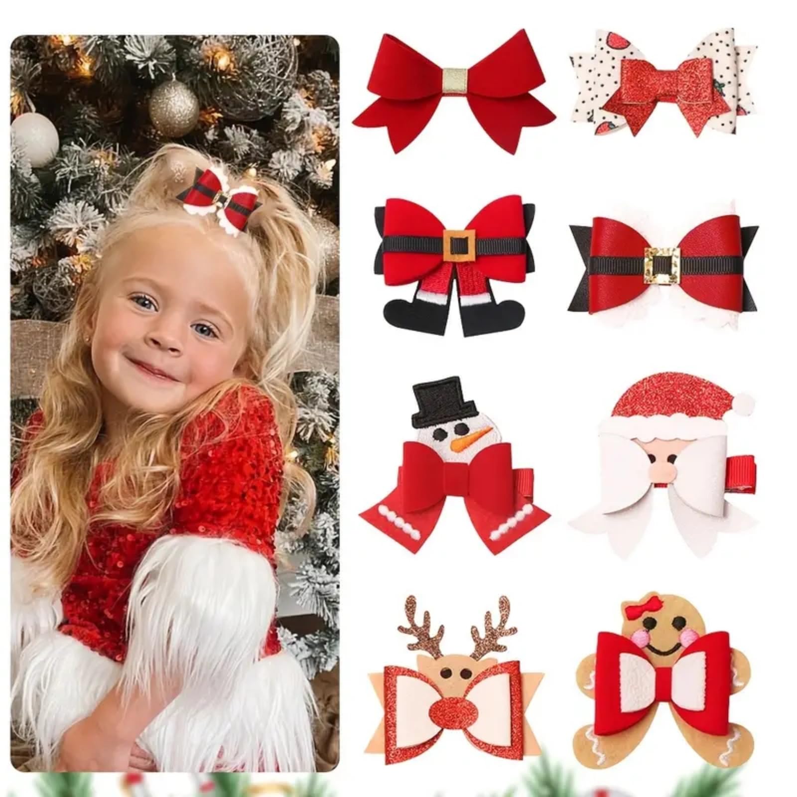 Amazon.com : HIPIHOM 8Pcs Christmas Hair Clip Santa Gingerbread ...