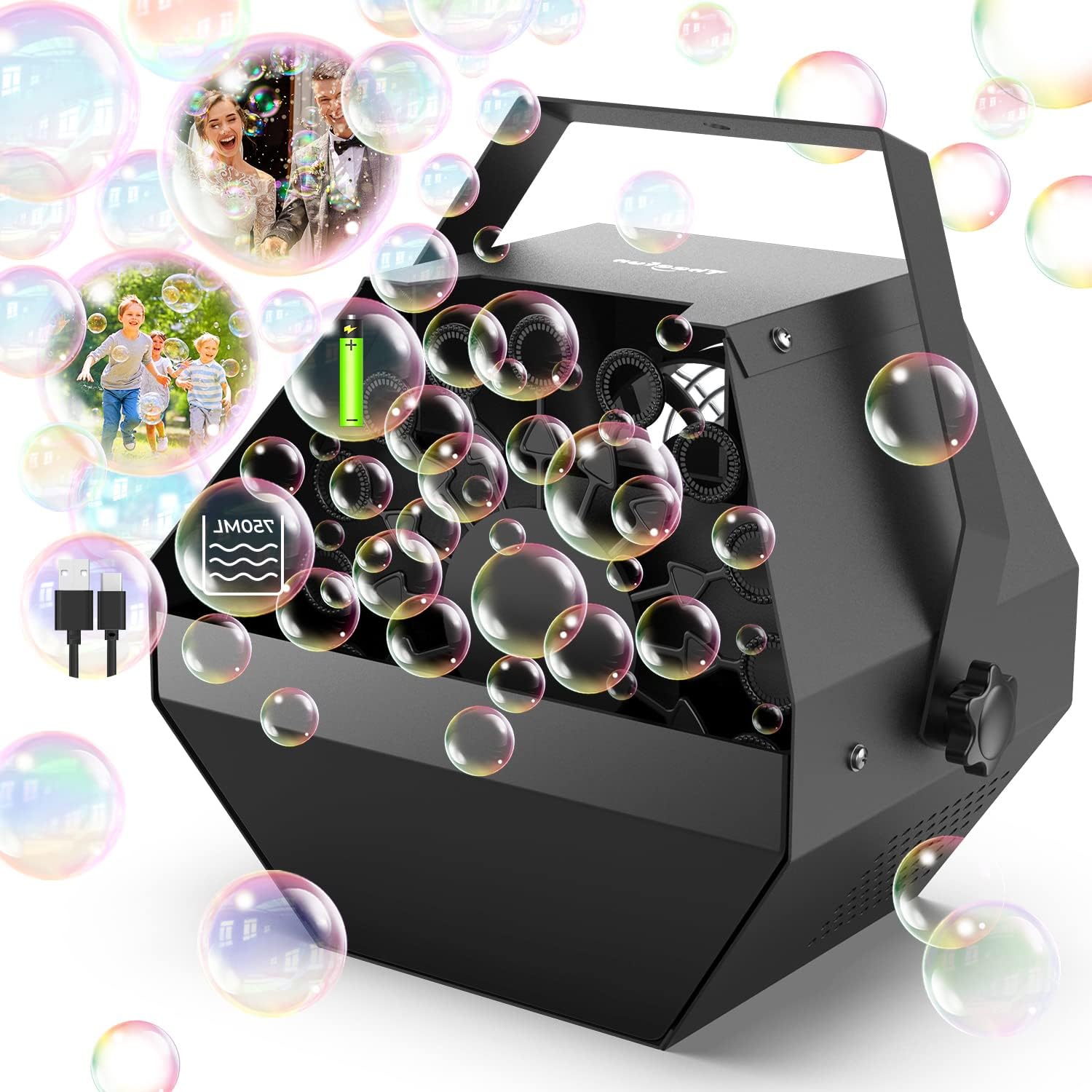 Amazon.com: Theefun Batteries Bubble Machine: 750ML Metal Bubble Blower ...