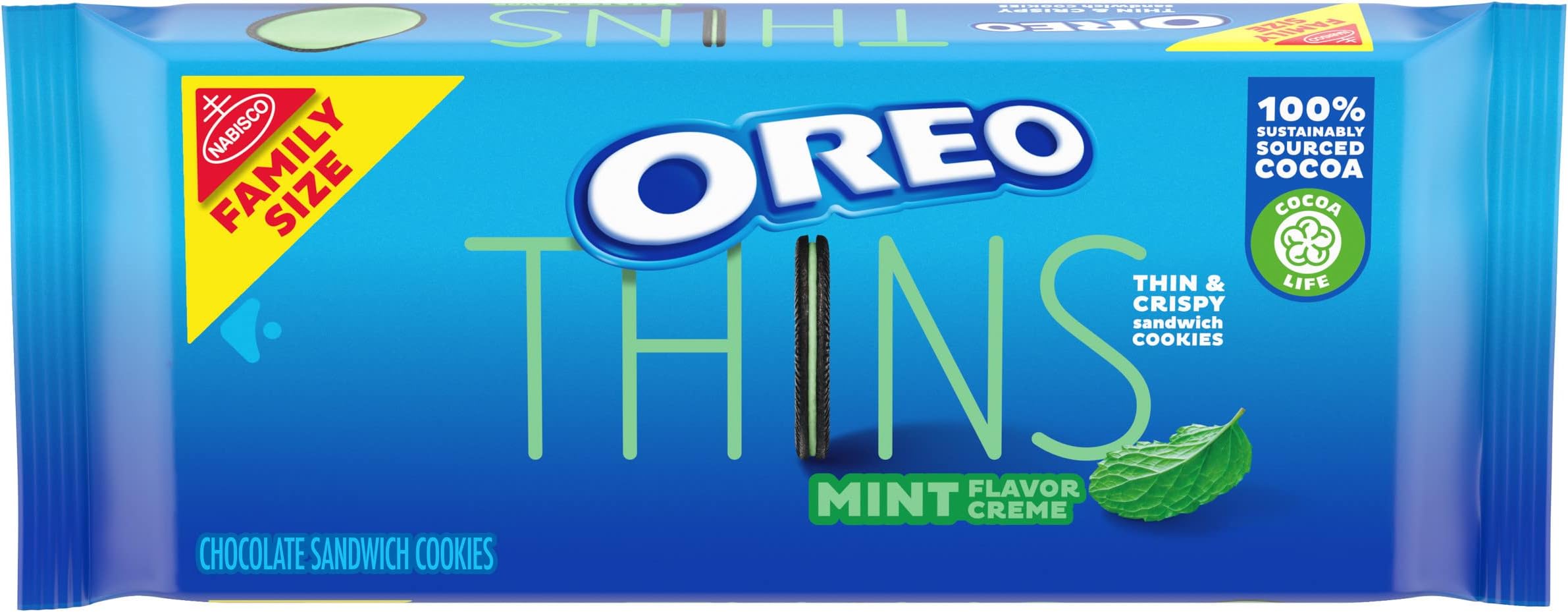 Amazon.com: OREO Thins Mint Creme Chocolate Sandwich Cookies, Family ...