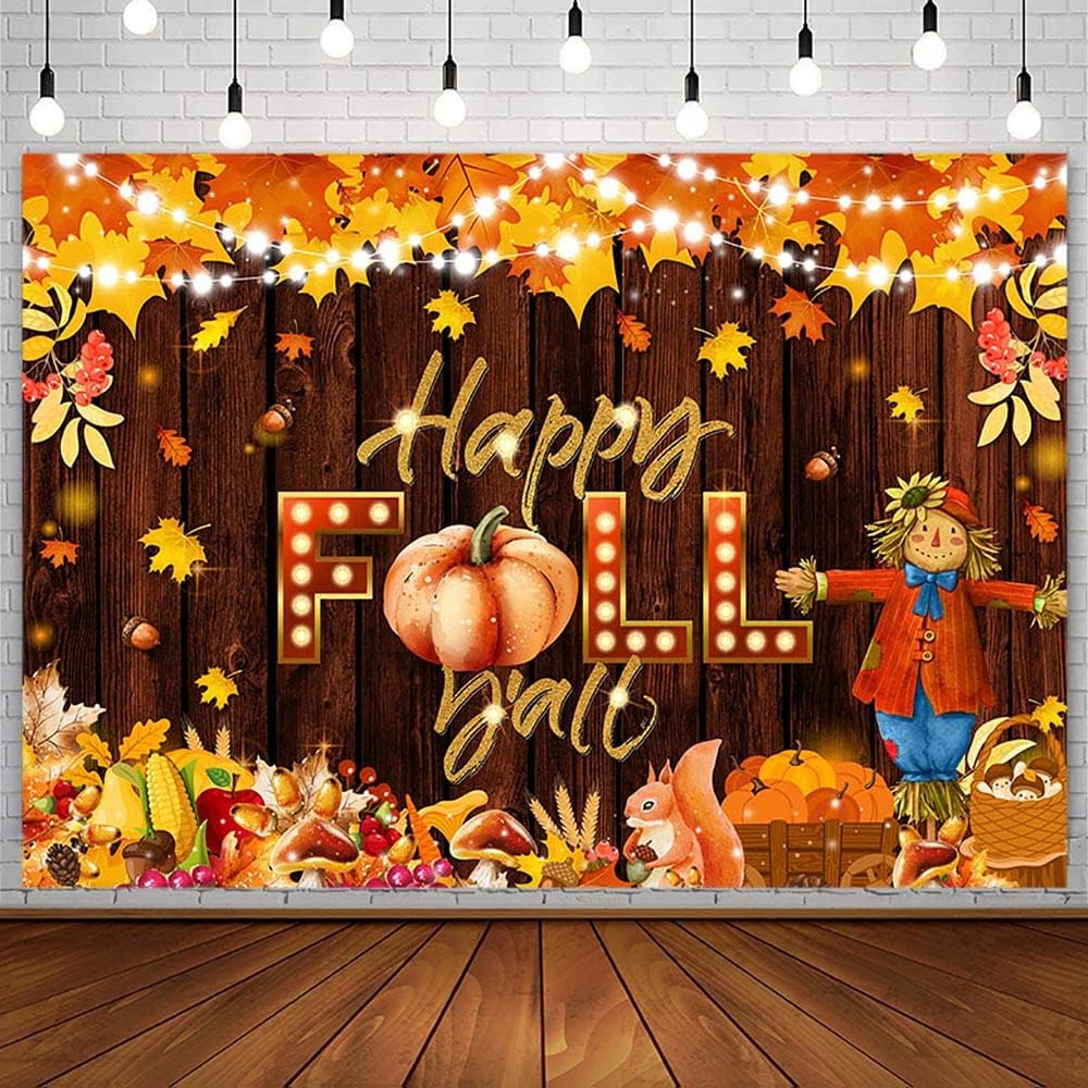 Amazon.com : AIBIIN 7x5ft Happy Fall Y'all Backdrop Autumn Harvest ...