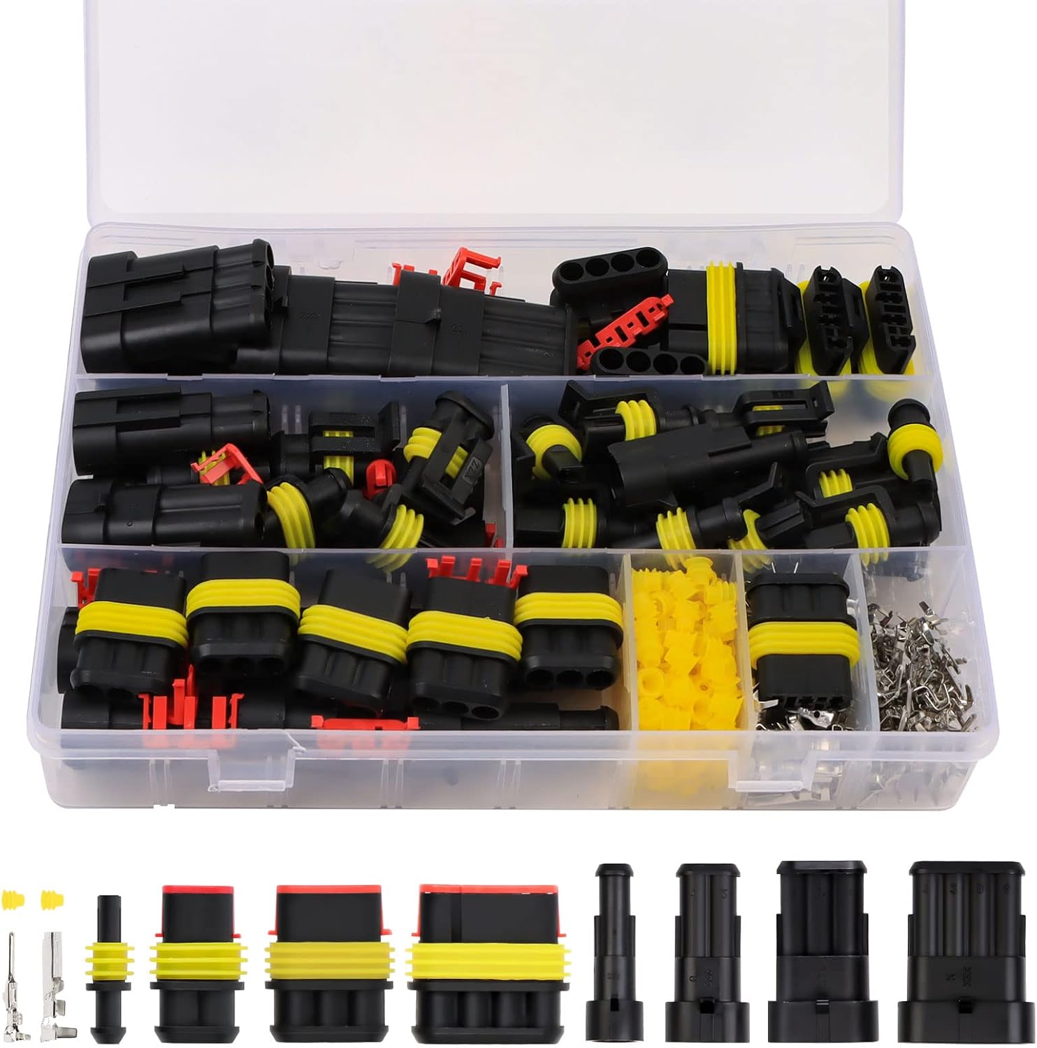 ATPWONZ 300PCS Waterproof Wire Connectors, 1/2/3/4 Pin Waterproof ...