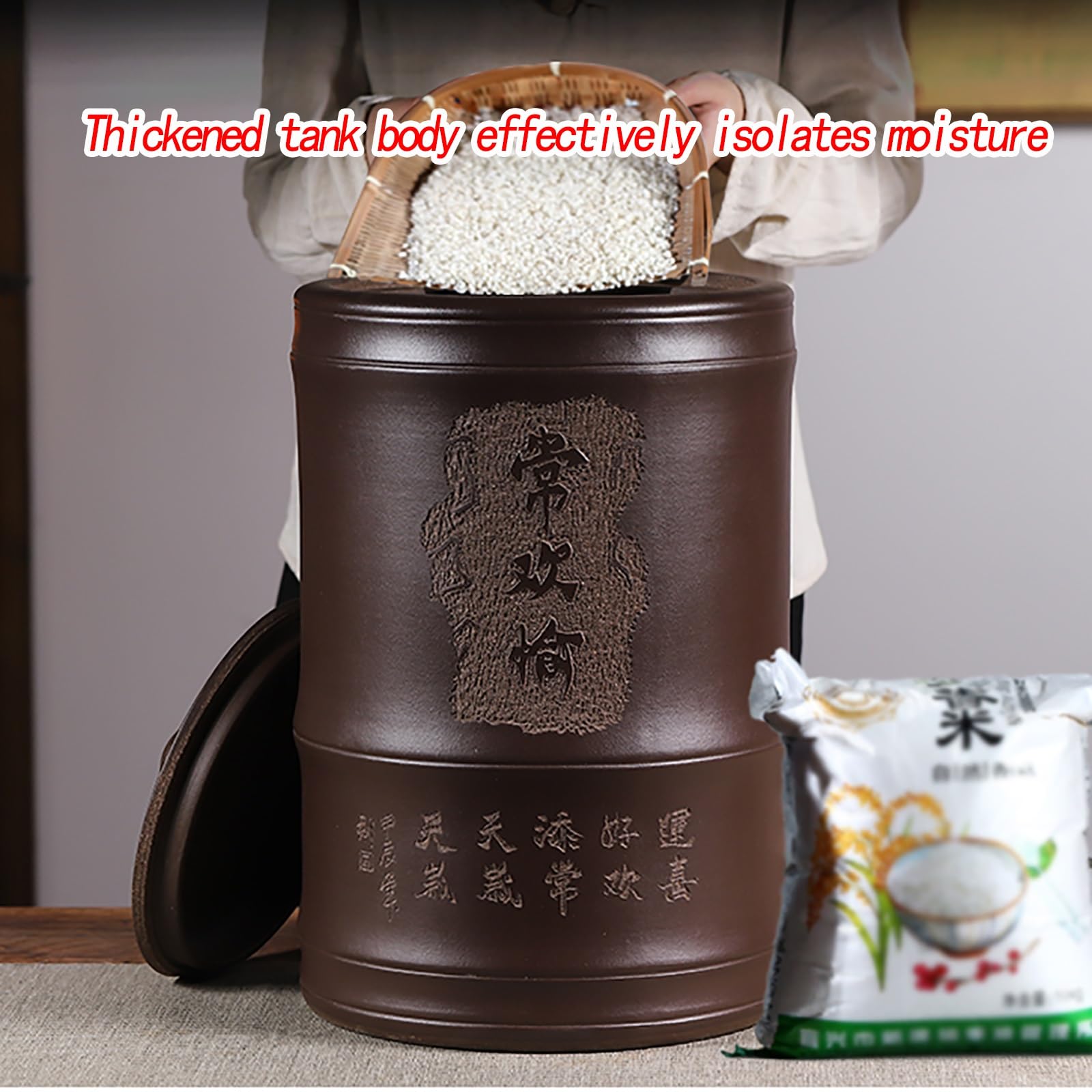 Ceramic Rice Jar Large Ceramic Rice Storage Jar With Lid - Airtight ...