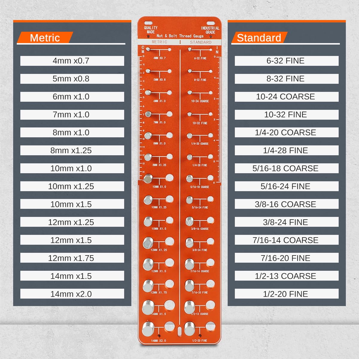 Snapklik.com : Thread Checker Standard And Metric, Nut And Bolt Thread ...