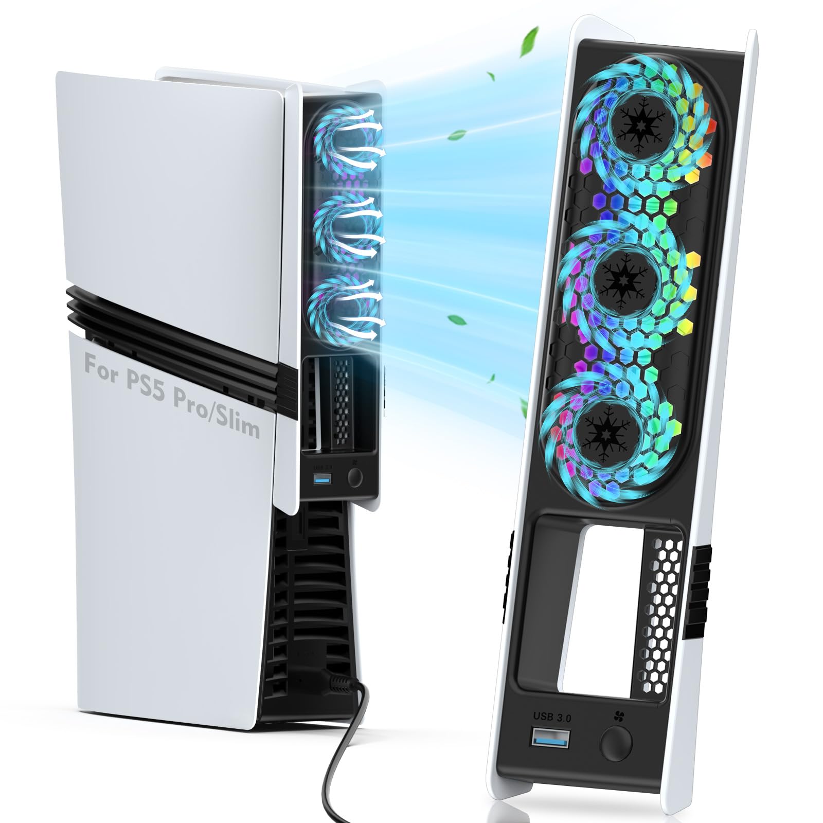 Snapklik.com : HUIJUTCHEN RGB Cooling Fan For PS5 Slim & PS5 Pro 3 ...