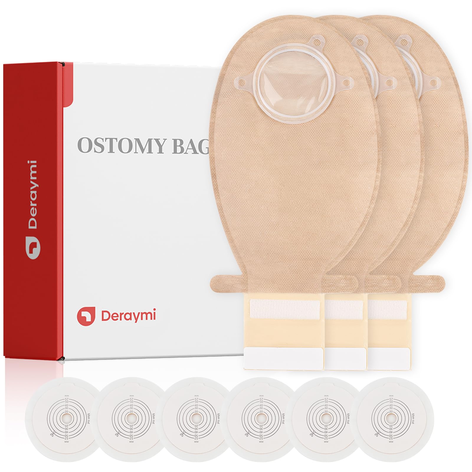 DERAYMI 22PCS Colostomy Bags Ostomy Supplies, Two-Piece Flat Surface ...