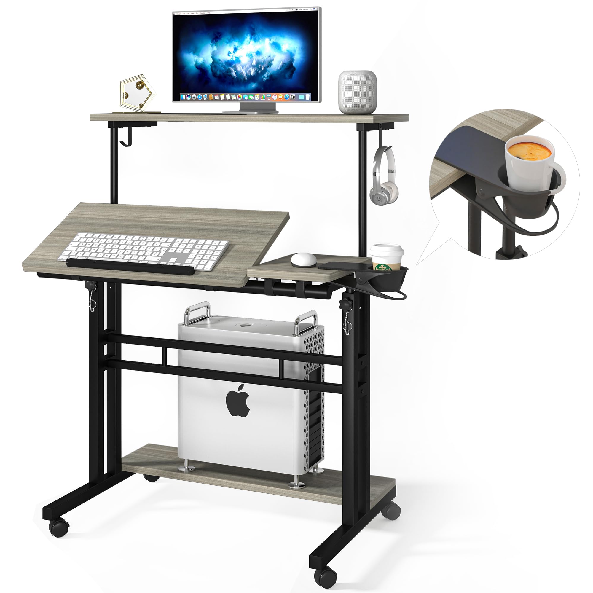 Amazon.com: Panta Mobile Standing Desk, Adjustable Rolling Computer ...