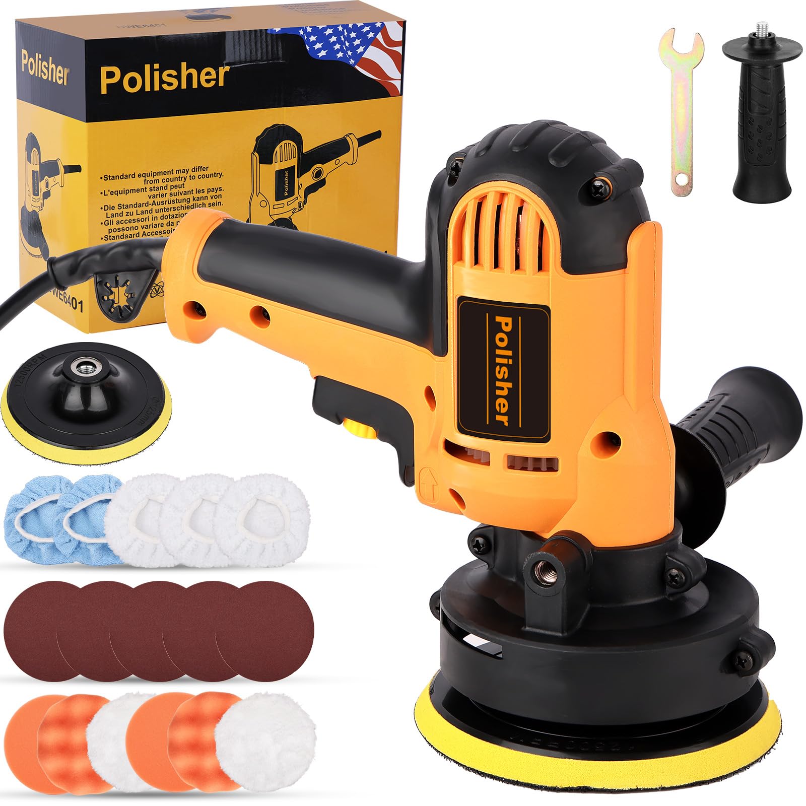 Buffer Polisher, 5 Inch Dual Action Polisher, Stepless Speed Regulation ...