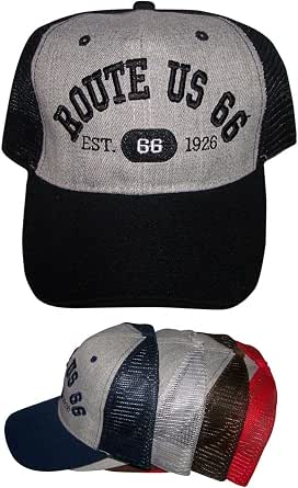 Route 66" Baseball Caps Hats Truckers Mesh Embroidered - Blue Color ...