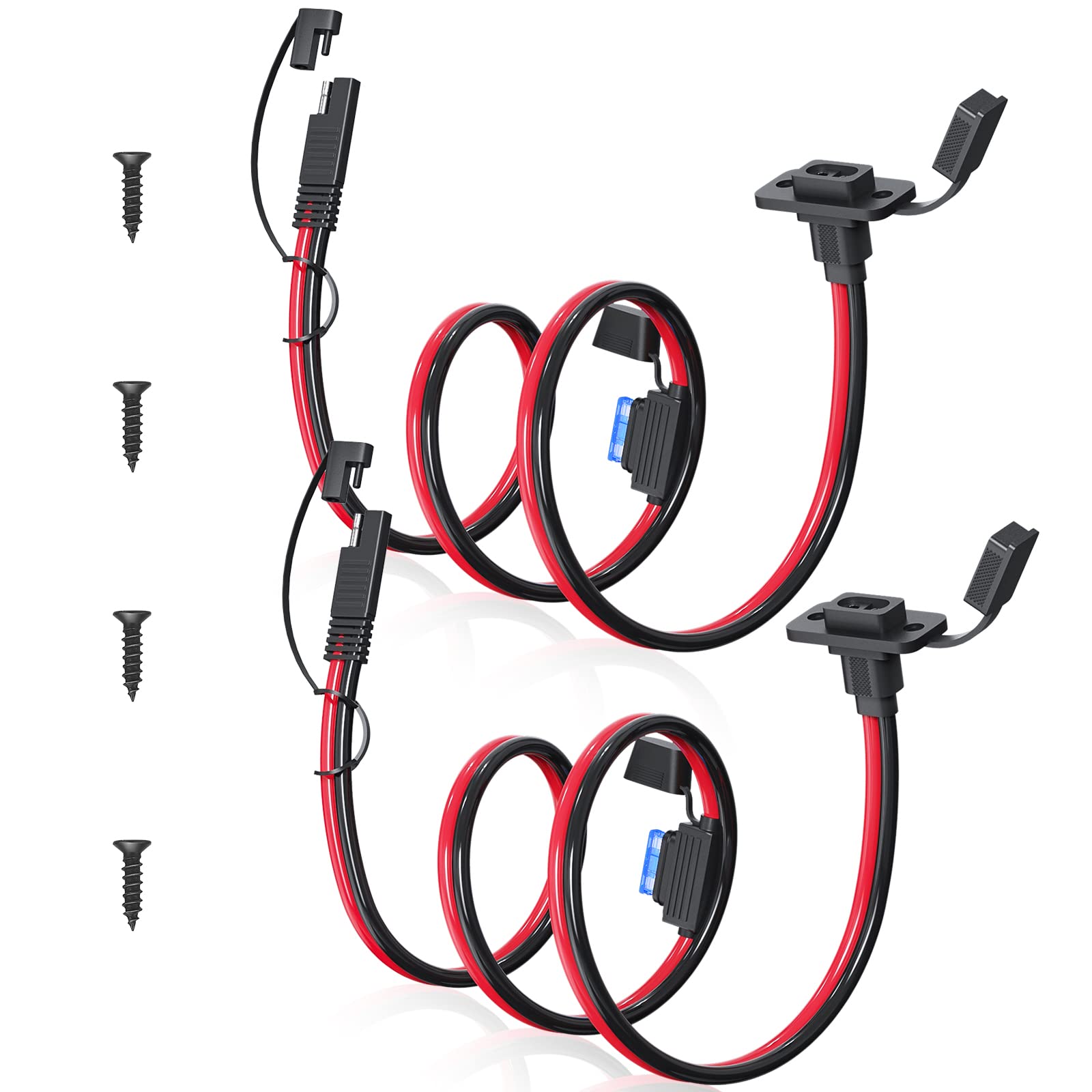 Buy Extractme 2 Pack SAE Connector Harness With 15A Fuse 2FT 12AWG SAE