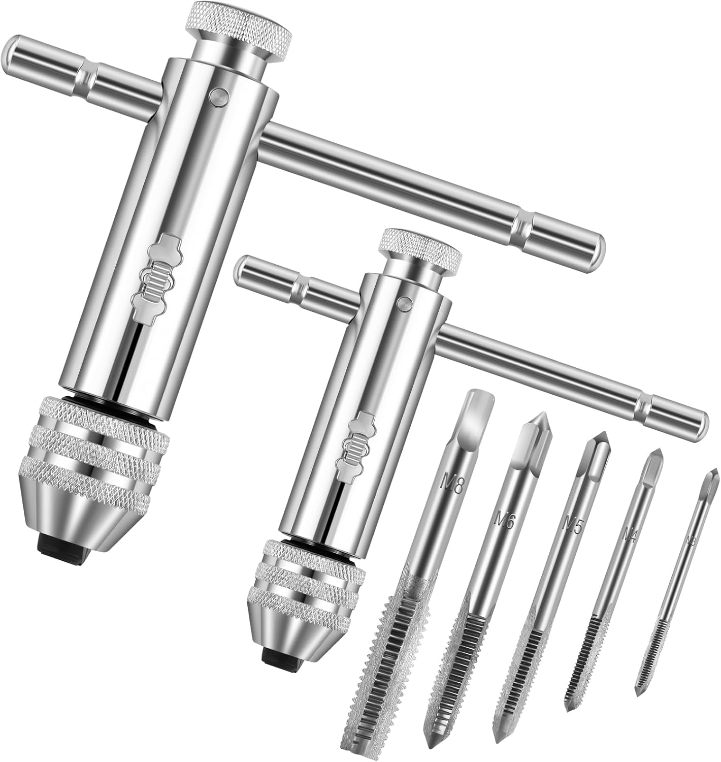 Gisafai 2 Pcs Ratchet T-Handle Tap Wrench Ratcheting T-Shaped Tap ...