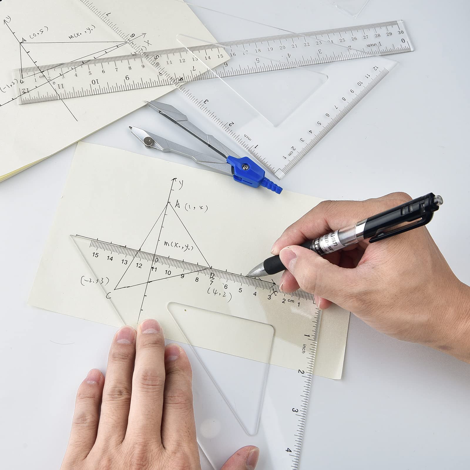 Snapklik.com : Coopay 12 Inch Math Geometry Tool Plastic Ruler Square ...