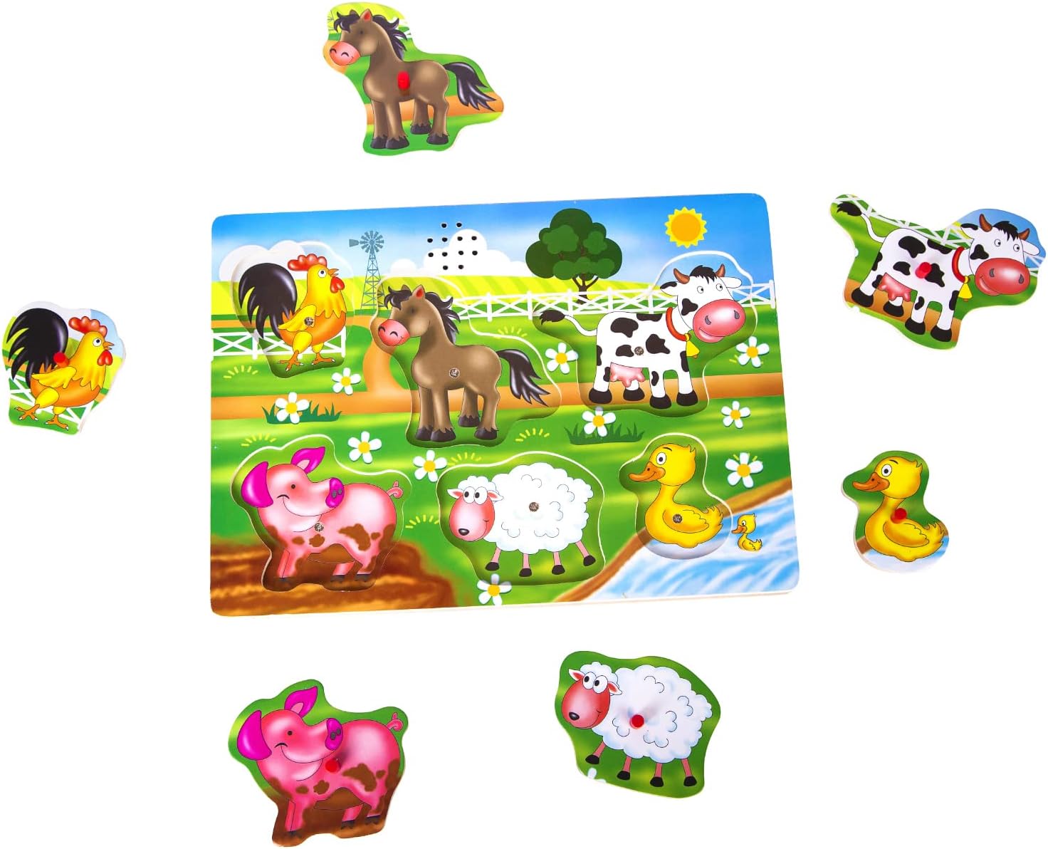 Farm Animals Sound Puzzle, Wooden Peg Puzzles with Australia | Ubuy