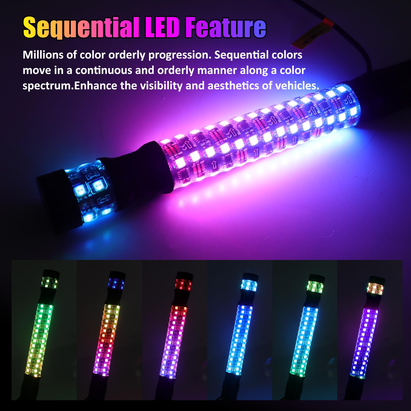Snapklik.com : SUNPIE RGB Lights Universal Blare LED Whip Lights w ...