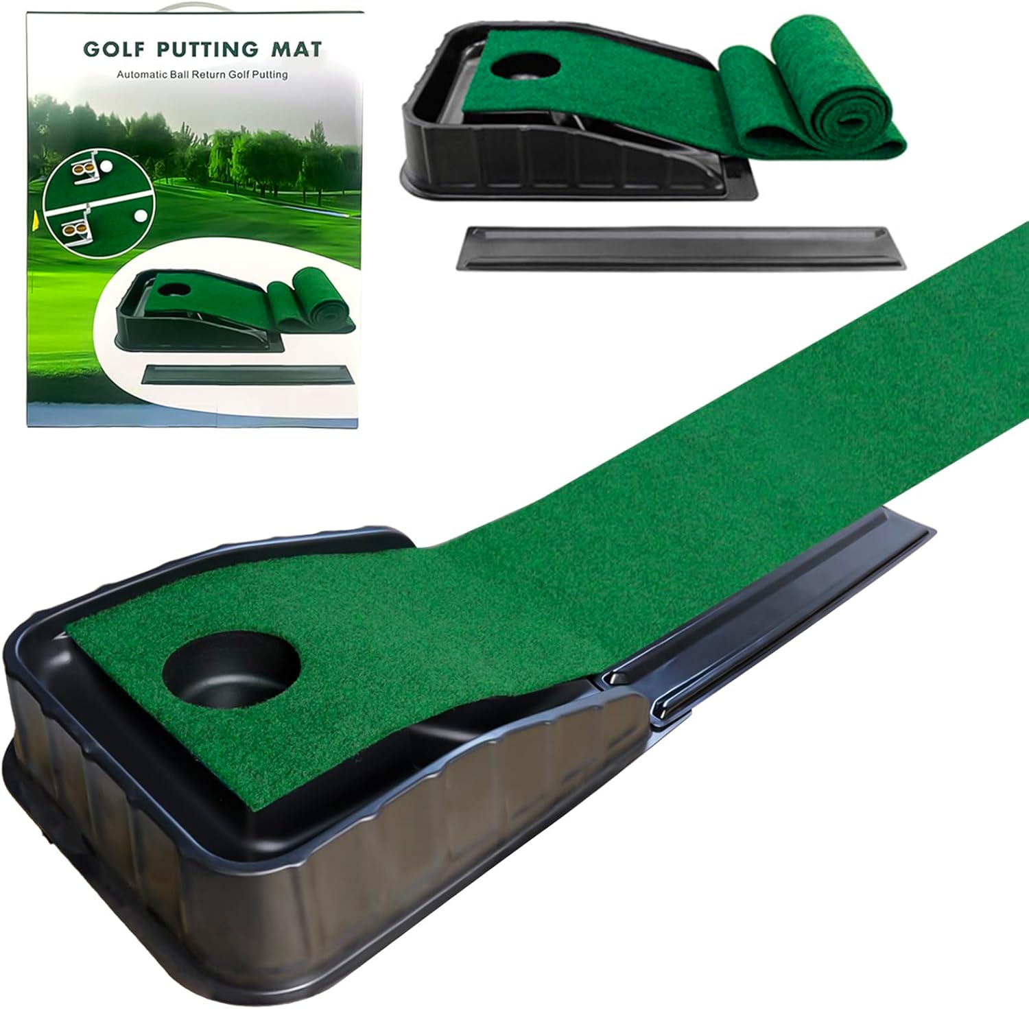 Golf Putting Mat 87'' (220cm) with Return Track in Gift Box Indoor ...