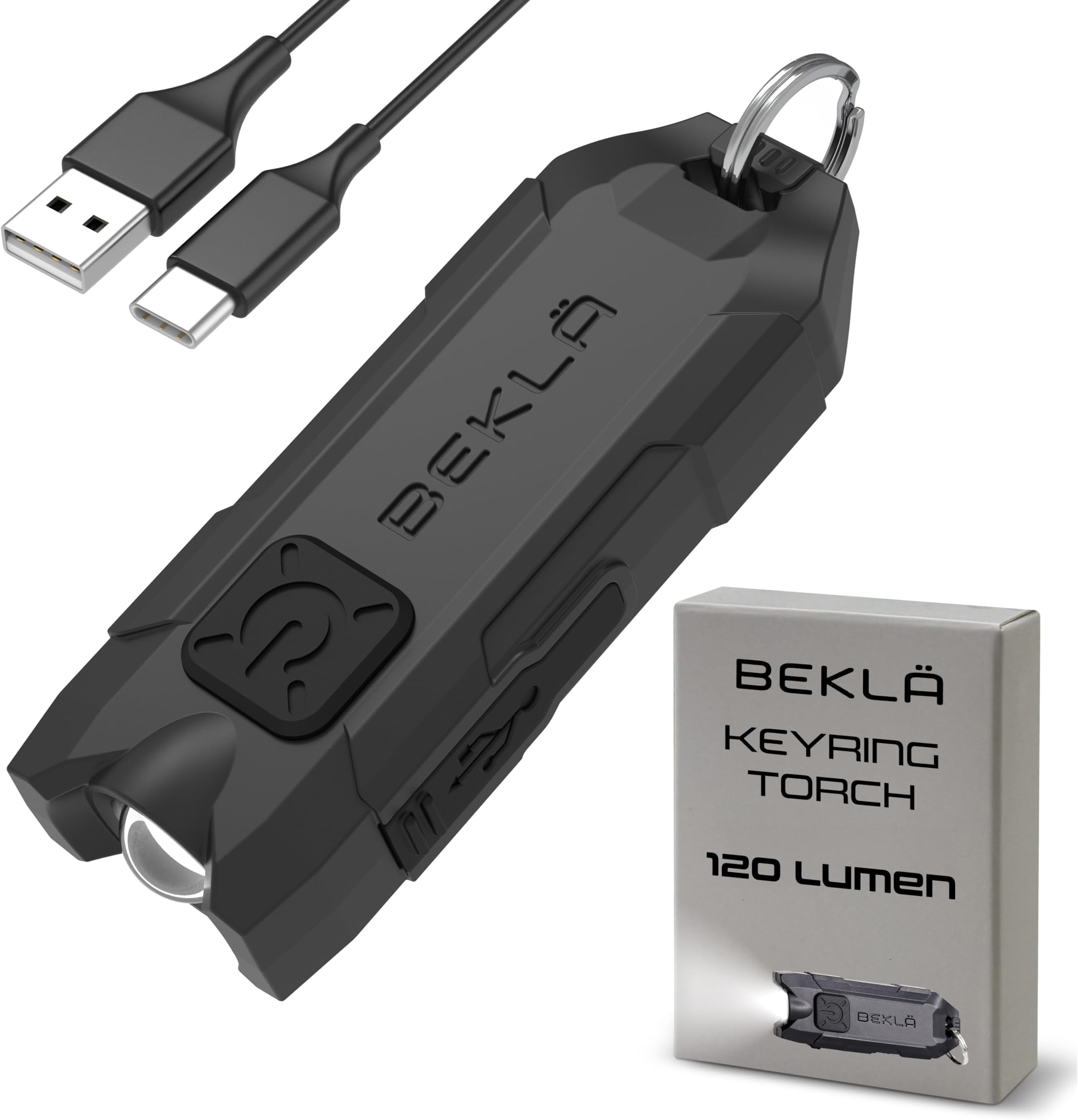 Super Bright LED Keyring Metal Torches, 9.5cm x 2.5cm x 0.7cm (2 Pack ...