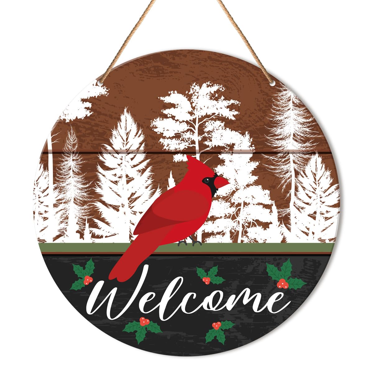 Amazon.com: Winter Welcome Sign Front Door Decor, Christmas Round ...