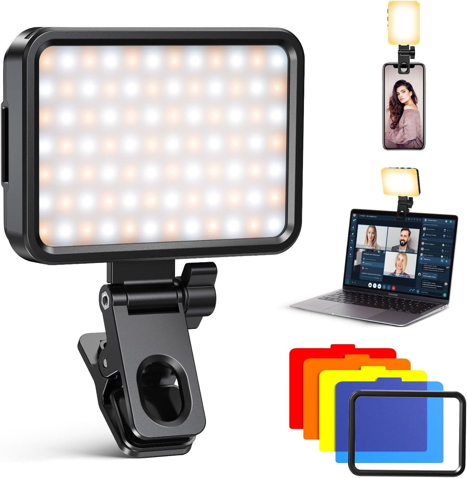 Lumière Caméra,LED Lampe avec 3 Cold Shoe,Eclairage Video Rechargeable ...