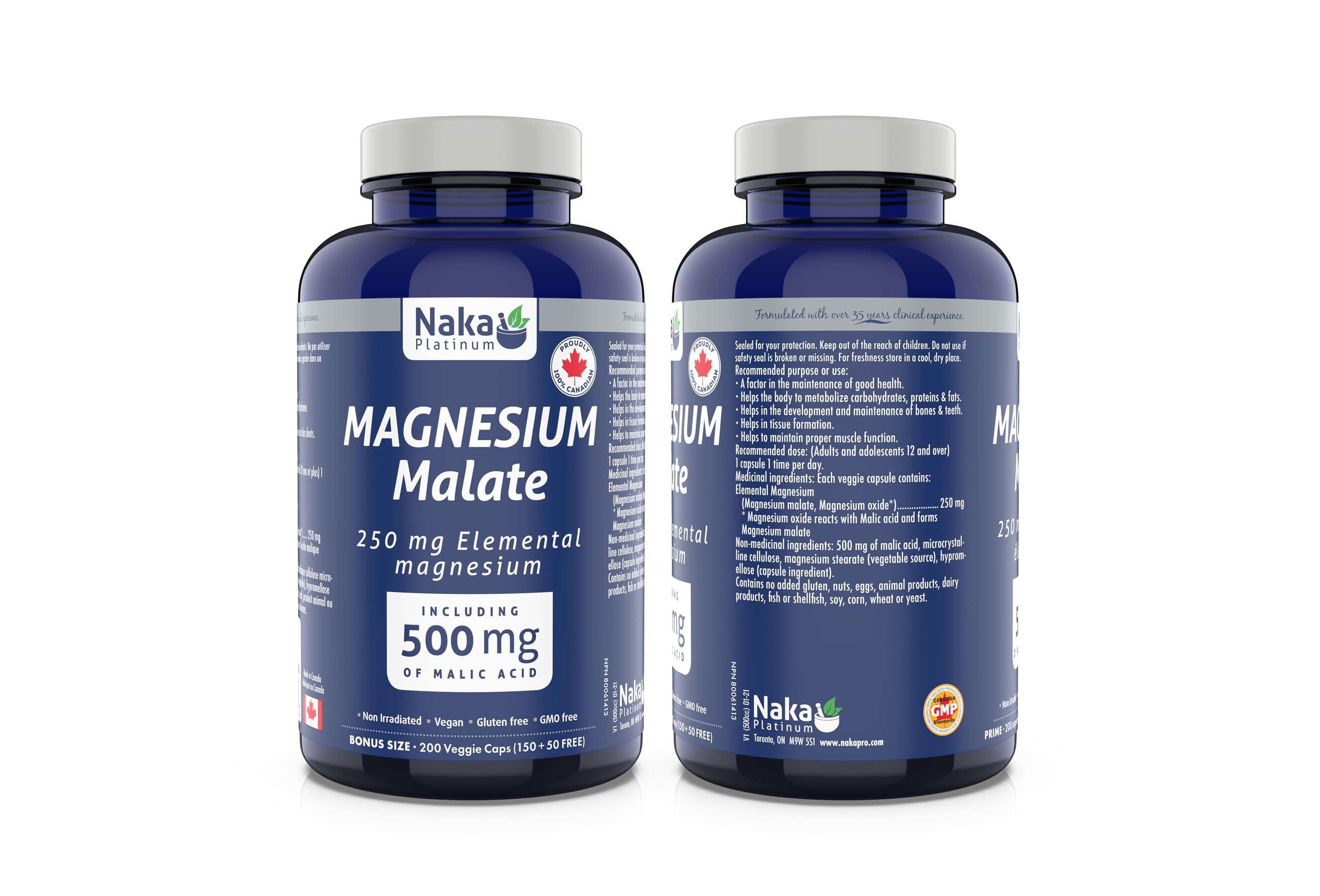 Naka Platinum MAGNESIUM MALATE 250 Of Elemental Magnesium Per 1 Capsule ...