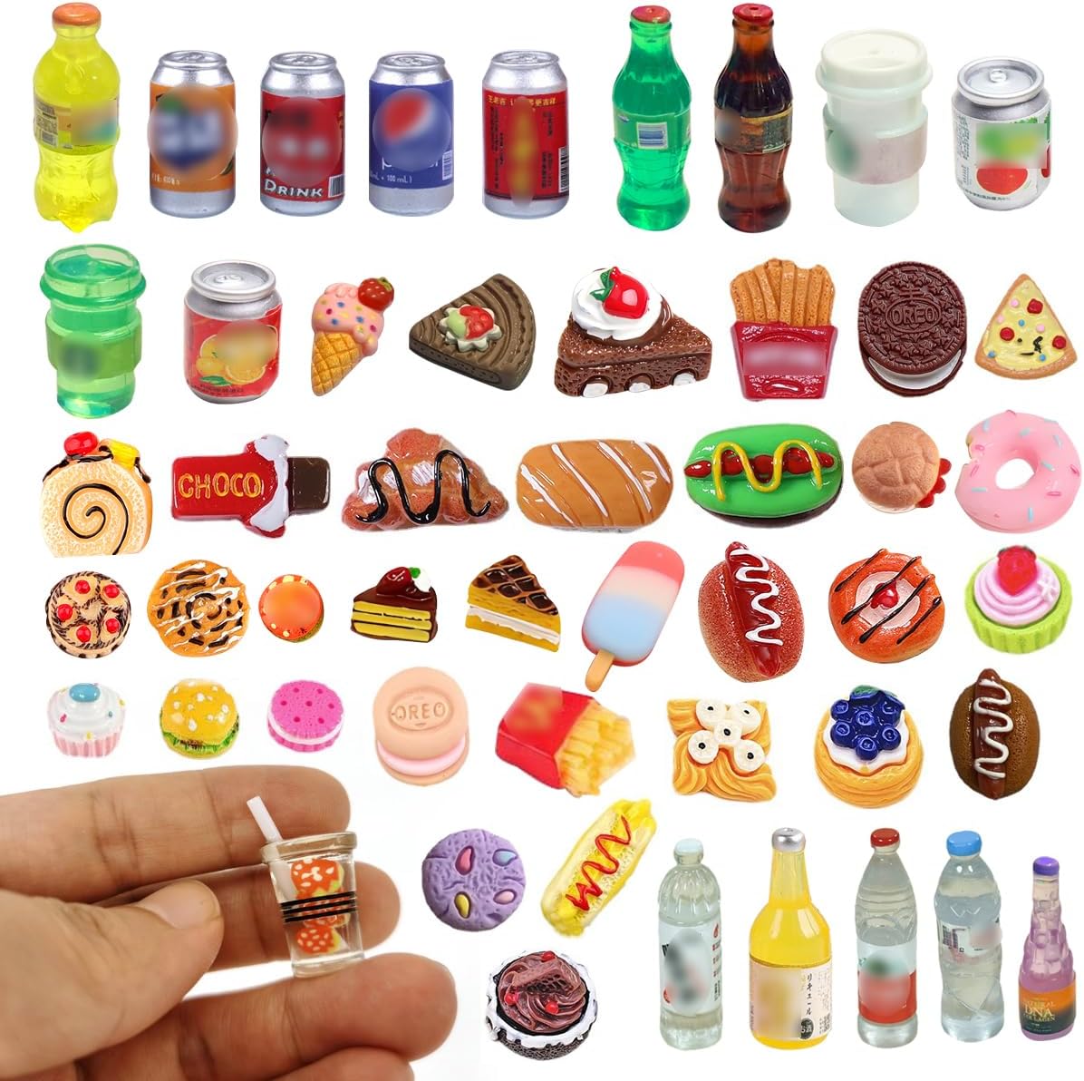 Amazon.com: 50Pcs Miniature Food Drinks Bottle Soda Pop Cans, Pretend ...