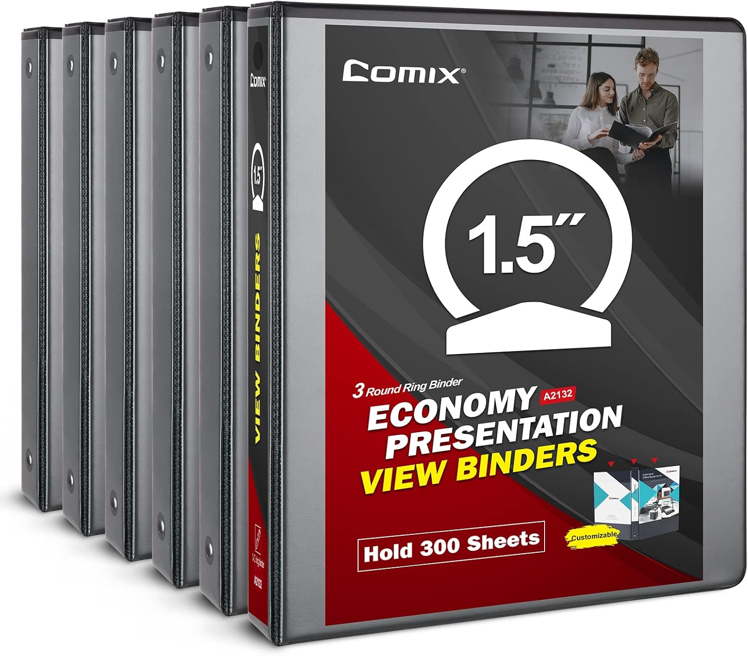 Amazon.com : Comix Standard 1.5 inch Round Ring View Binder, Basic 3 ...