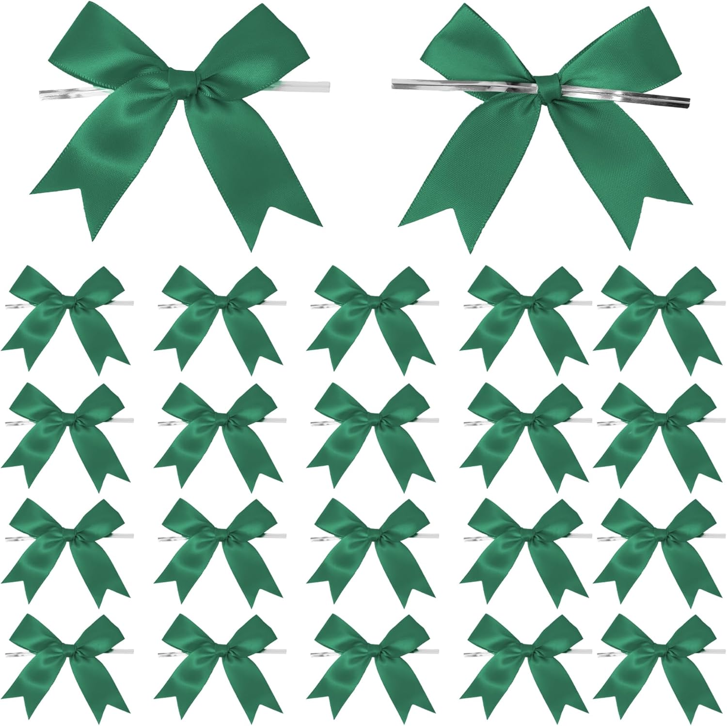 Amazon.com: 50 Counts Green Hunter Twist Tie Bows 3.1" Pre-Tied Satin ...