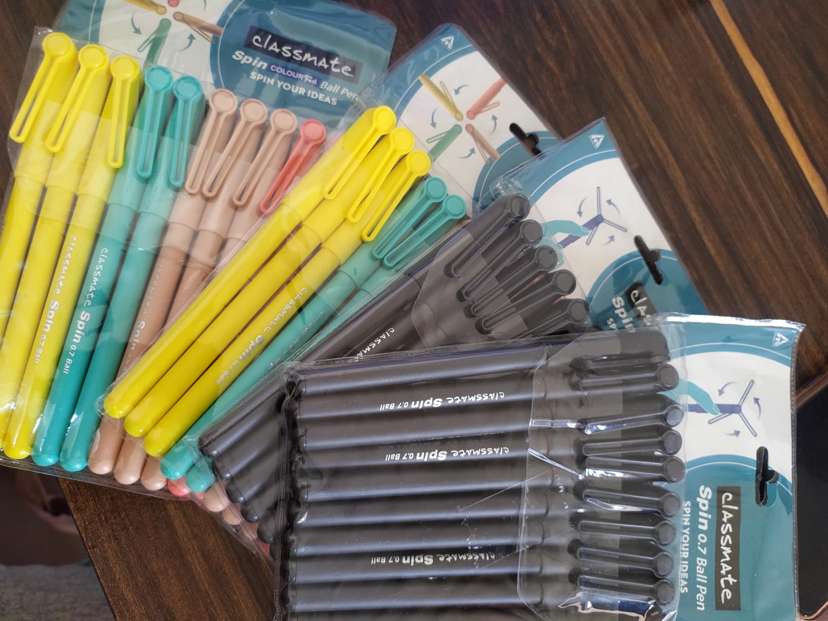 Classmate Spin Ball Pen- Black (Pack of 10)|Attractive Matte Finish for ...