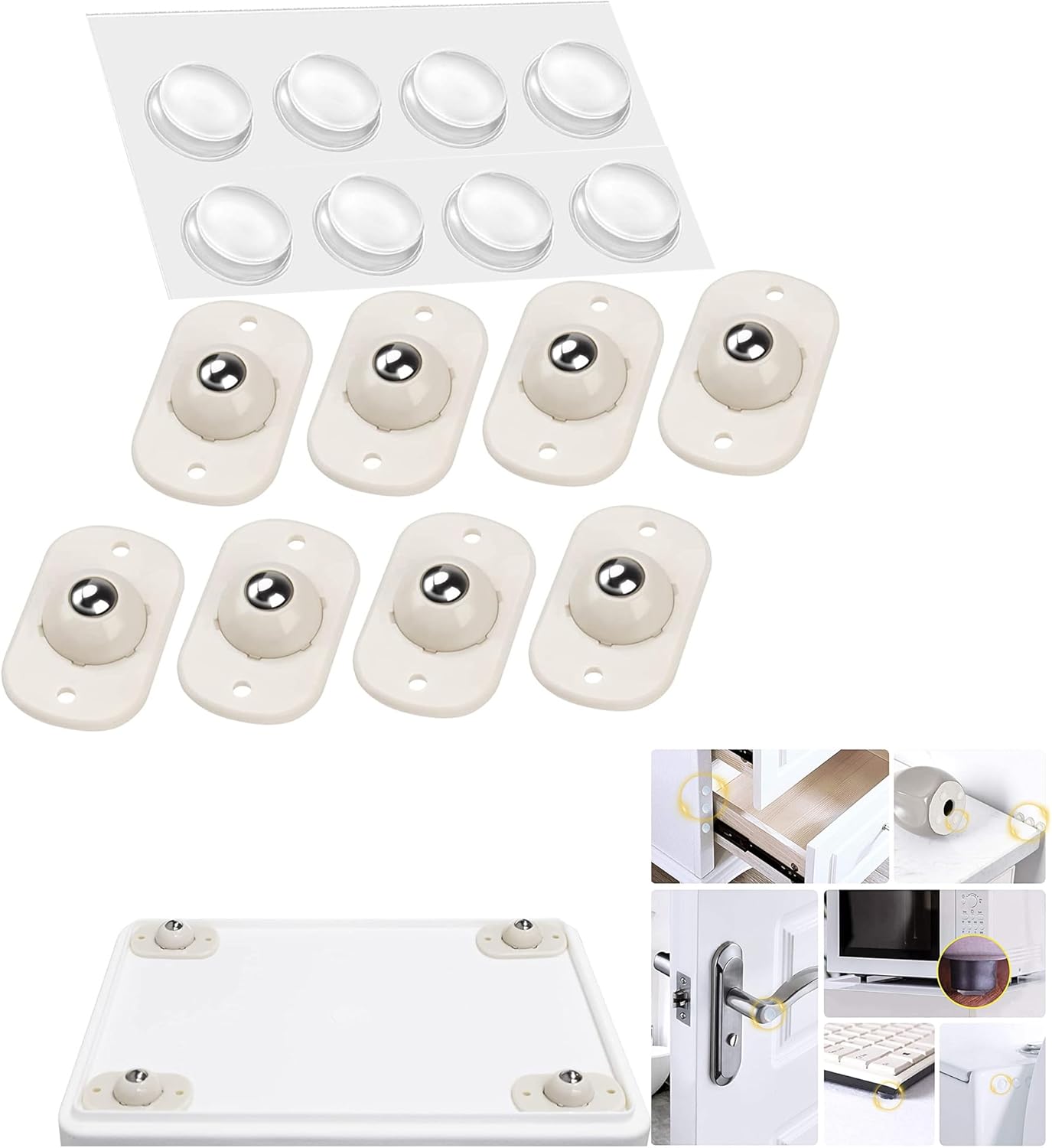 Amazon.com: MEYAGO 16PCS Mini Caster Wheels Adhesive Bumpers for ...