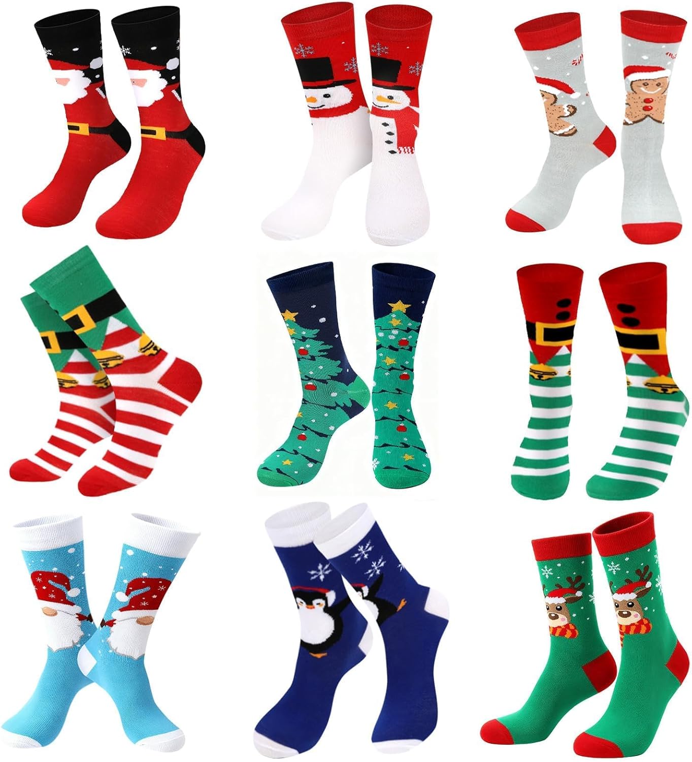 Amazon.com: Jansun 9 Pairs Christmas Socks for Men Women Funny Novelty ...