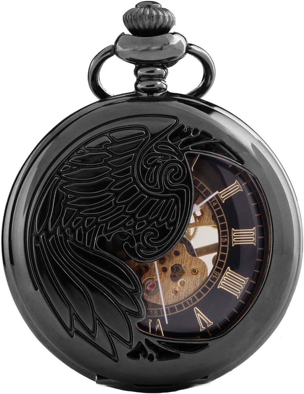 Infinite U Eagle/Angel/Phoenix Wings Steel Hand Wind Mechanical Pocket ...