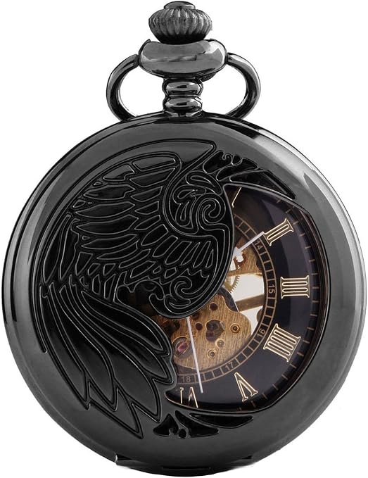Infinite U Eagle/Angel/Phoenix Wings Steel Hand Wind Mechanical Pocket ...