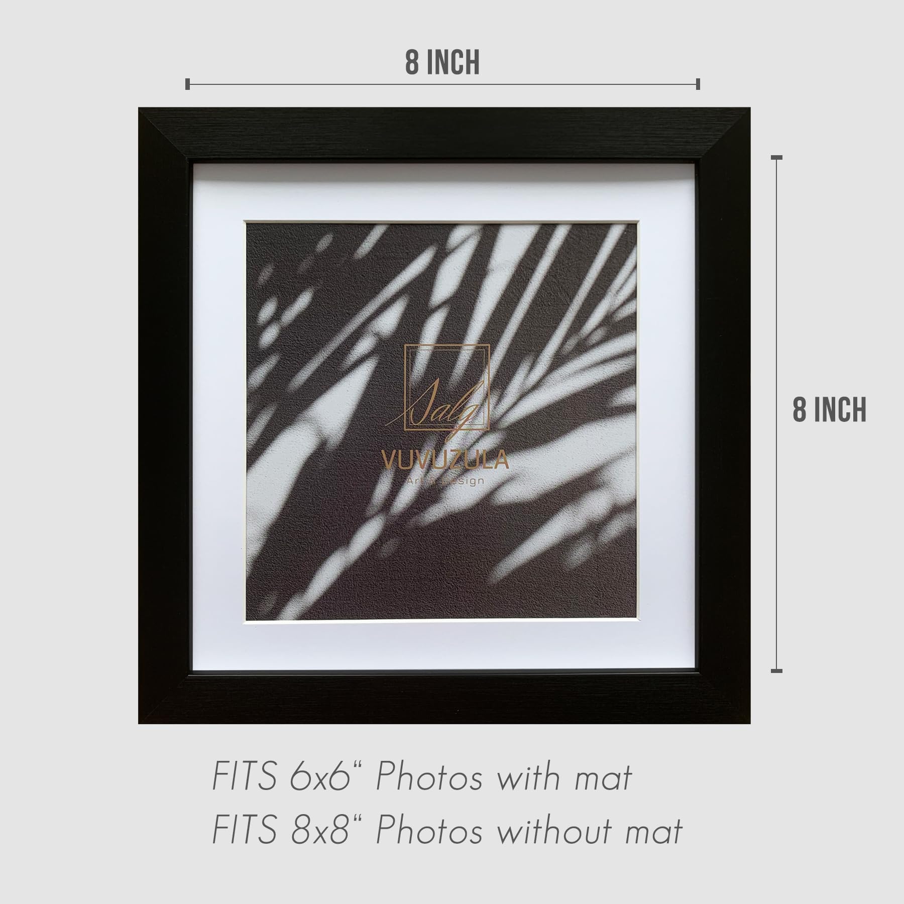 VUVUZULA 8×8 Inch Square Picture Frames Black Set of 4 Photo Frame with ...