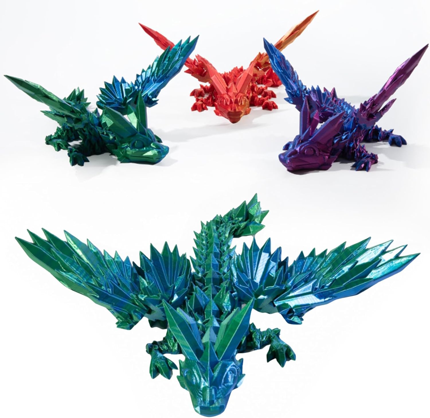 Amazon.com: Tiradores 3D Printed Dragon with Wings, Articulated Crystal ...