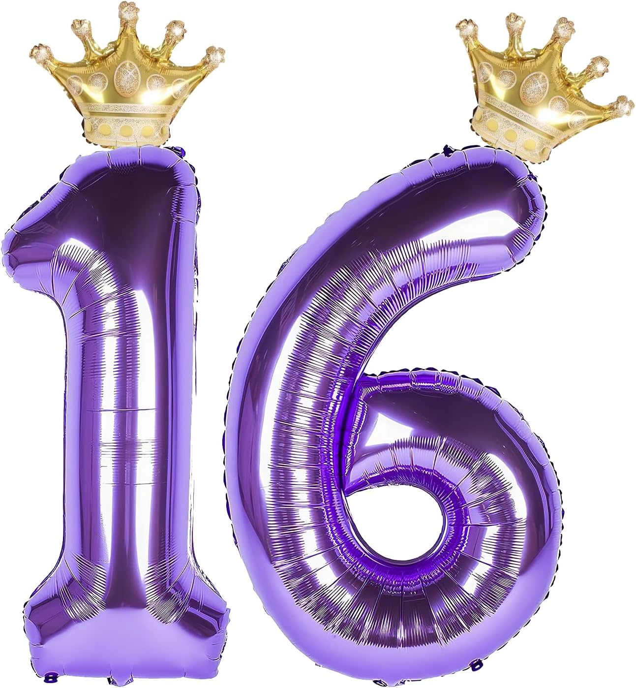 Amazon.com: 16 Number Balloon Purple 40 inch Big Foil Crown Helium 16th ...