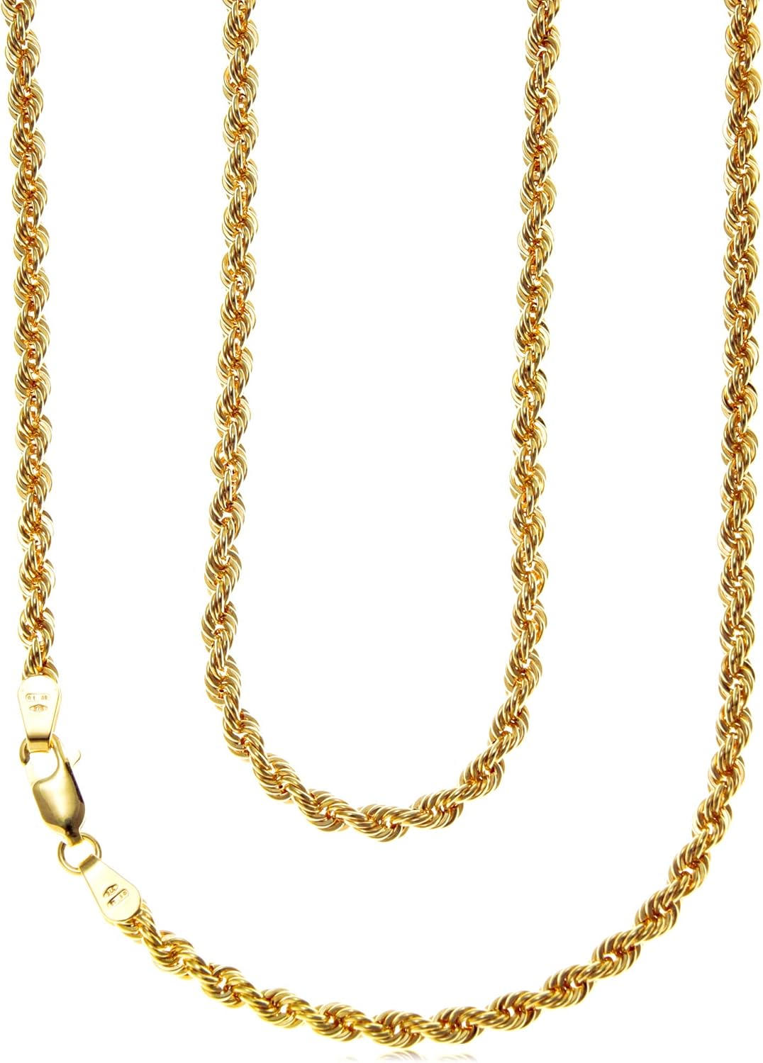 Alexander Castle 18" Solid 9ct Gold Chain Rope Chain Necklace - 3mm ...
