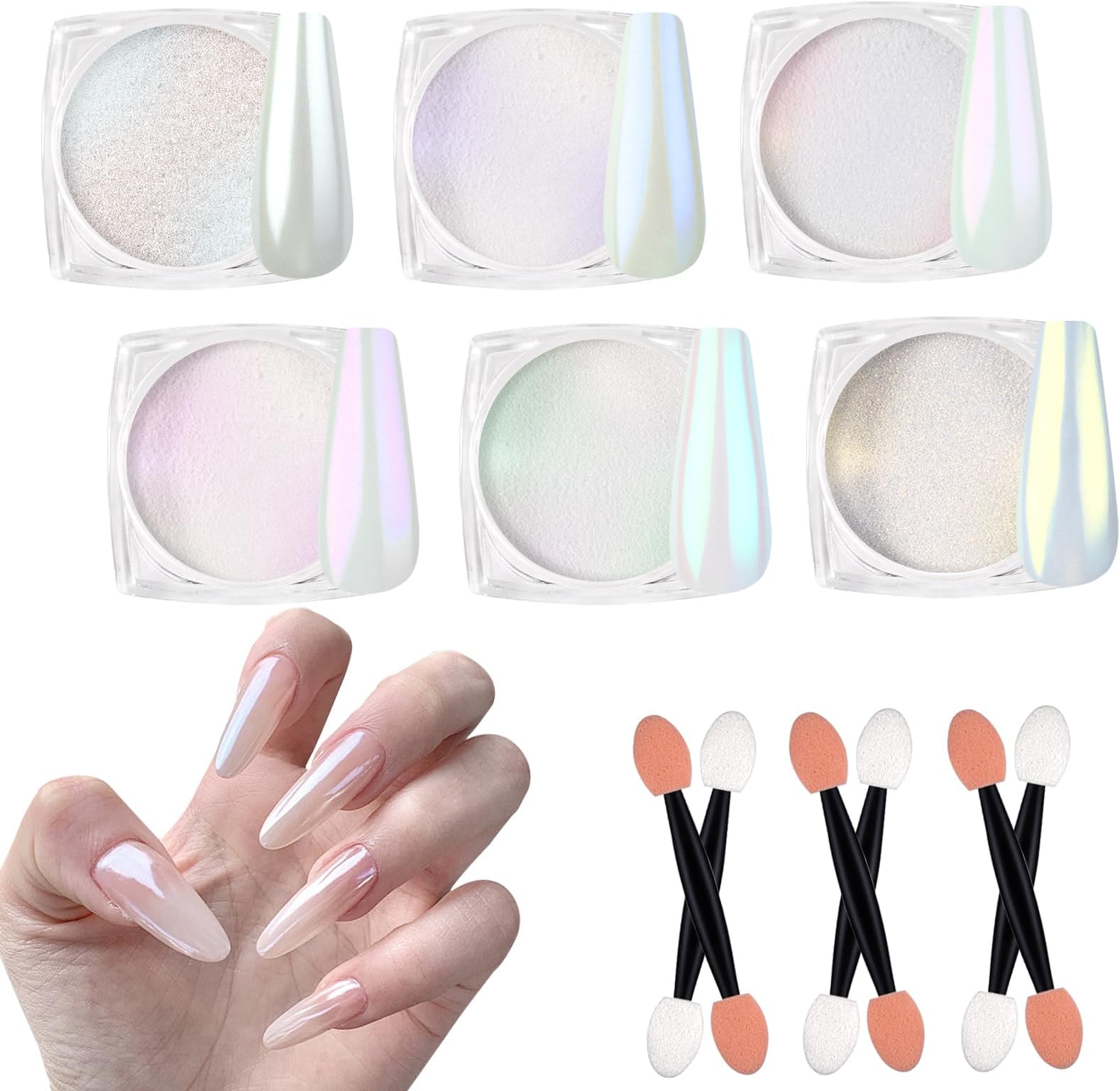 Amazon.com: Hcirjhie12 Colors Pearl Chrome Nail Powder - Aurora Ice ...