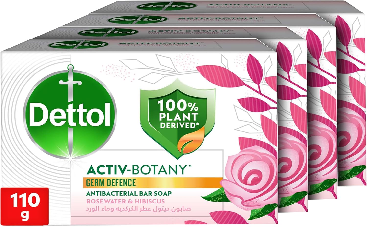 Dettol Activ-Botany Antibacterial Bar Soap, Rosewater & Hibiscus ...