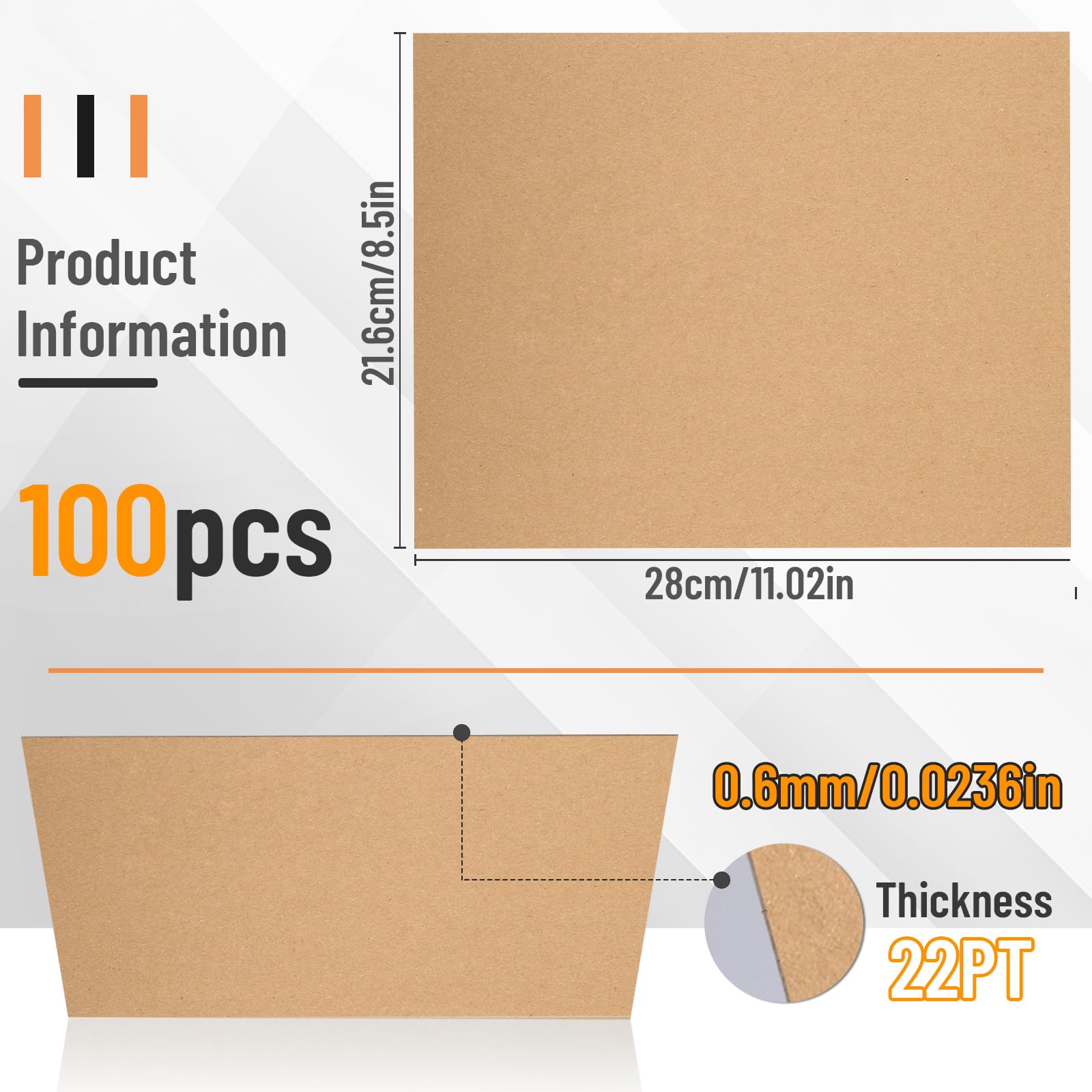 Snapklik.com : JNENERY 100 Chipboard Sheets 8.5 X 11", 22pt Cardboard ...