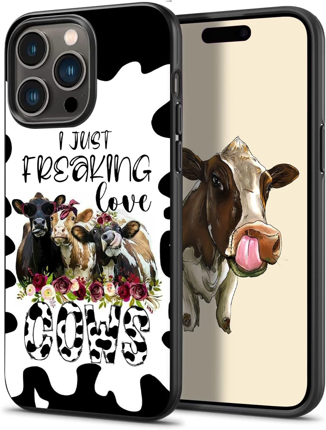 Amazon.com: Cow Print I Just Freaking Love Cows Floral Phone Cover for ...