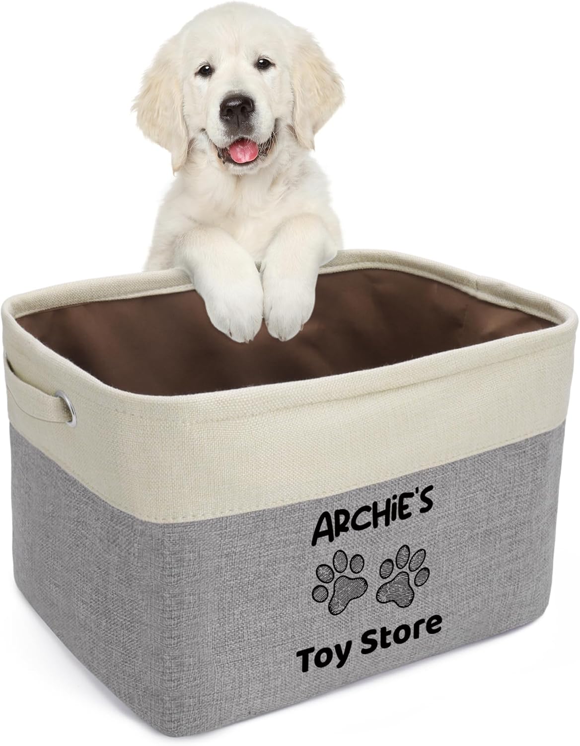 Kodinsiivous Personalised Dog Toy Box - Custom Basket With Pet's Name ...