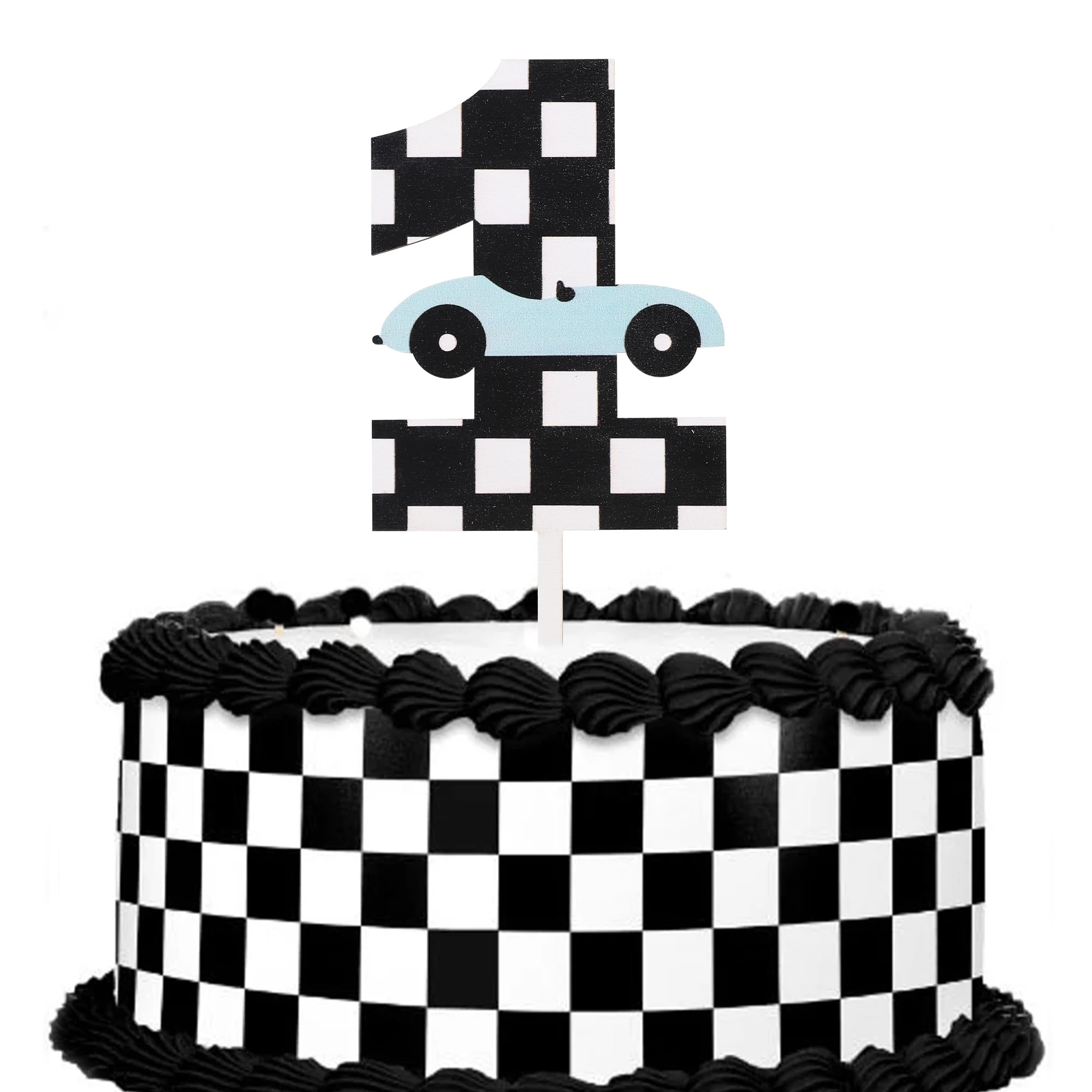 Amazon.com: Wood Race Car 1st Cake Topper - Race Car One Birthday Party ...