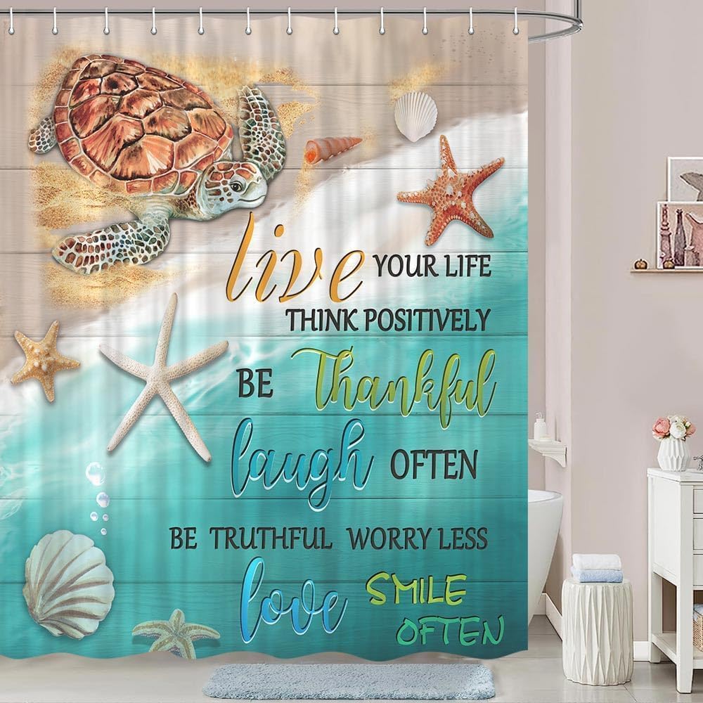 Amazon.com: DYNH Sea Turtle Shower Curtain, Sea Turtle Shower Curtain ...