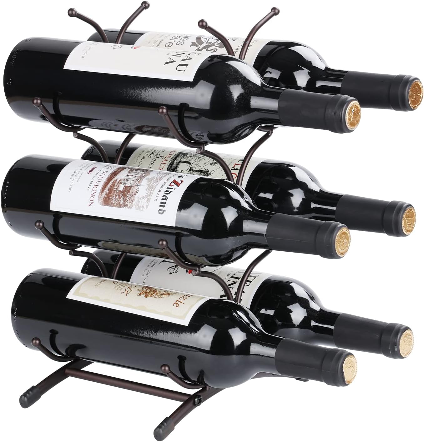 Amazon.com: Black Modern Wire Rustic Counter Wine Rack Countertop Table ...