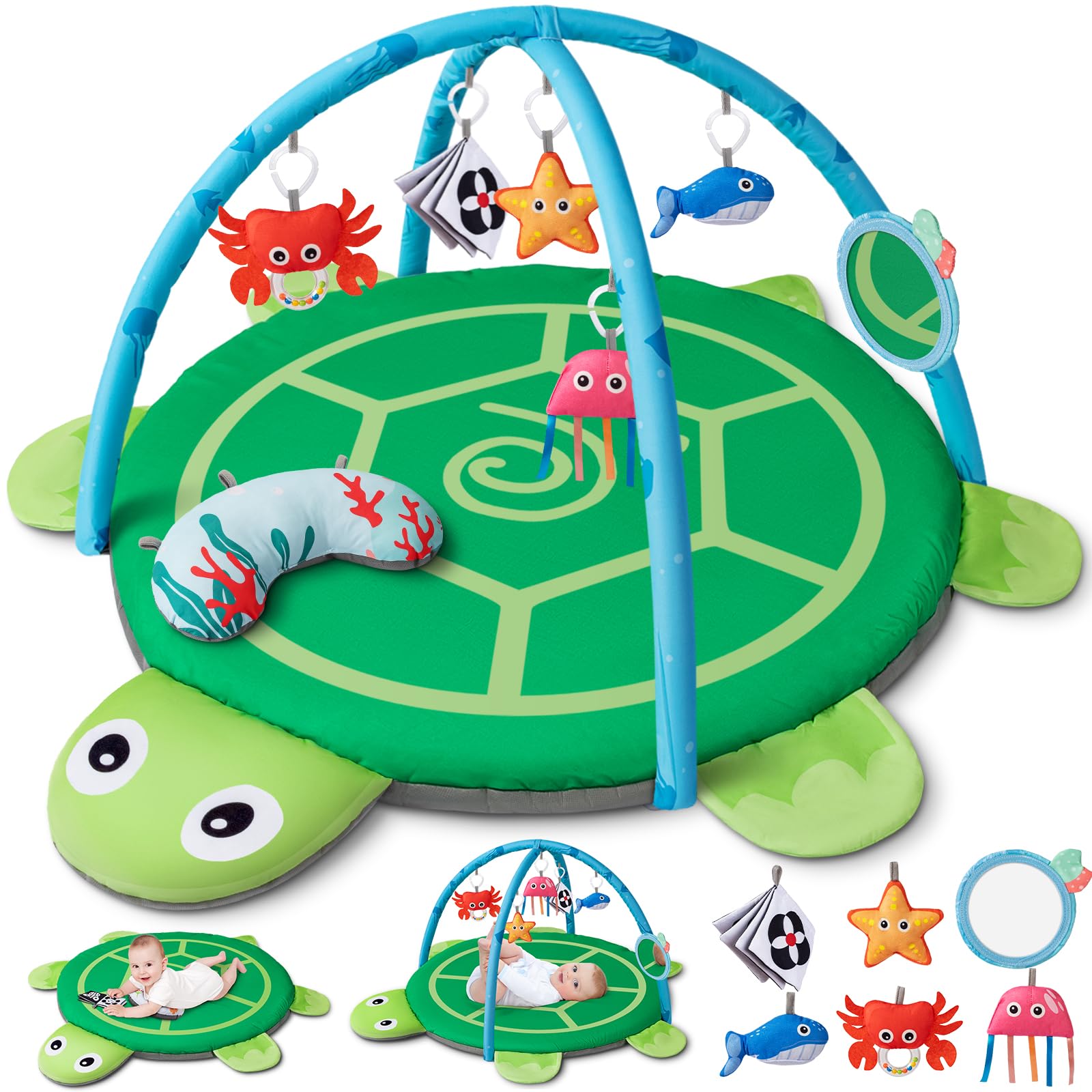 Amazon.com : Baby Play Mat, 8-in-1 Tummy Time Baby Gym, Play mat for ...