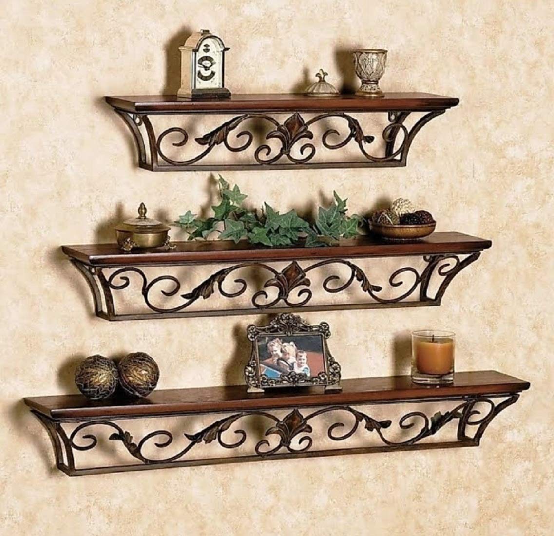 Insha Handicraft Wooden Wall Mounted Showpiece Rack/Shelf Set of Three ...