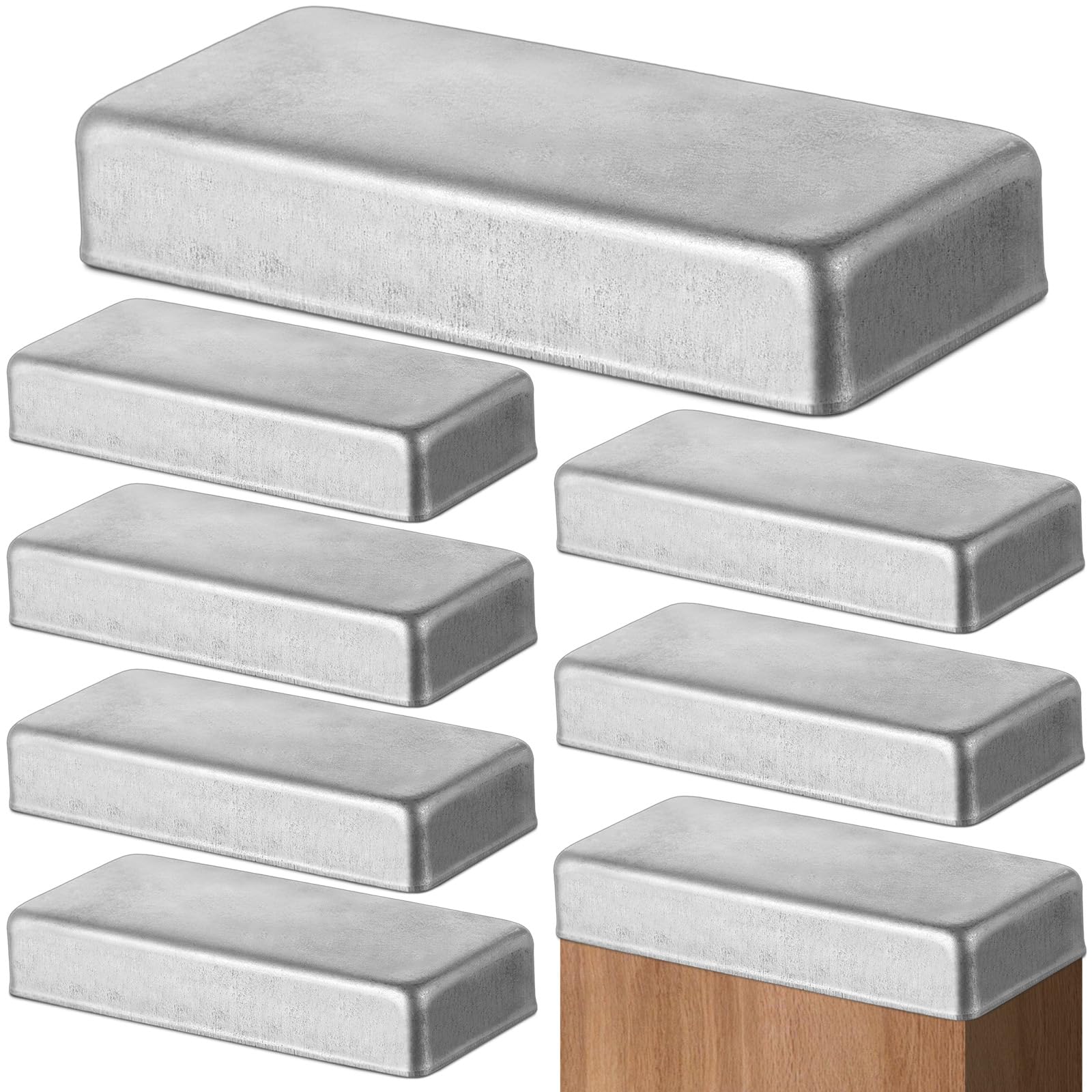 Yaocom 8 Pcs 2 x 4 Inches Galvanized Fence Post Caps for True 1-1/2" x ...