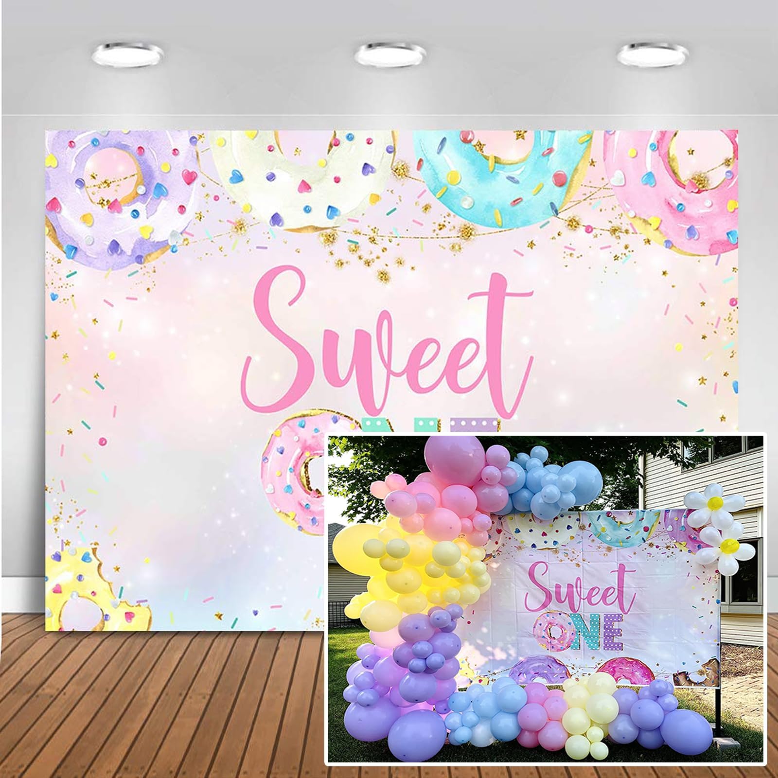 Amazon.com : Avezano Donut Sweet One Backdrop Doughnut First Birthday ...